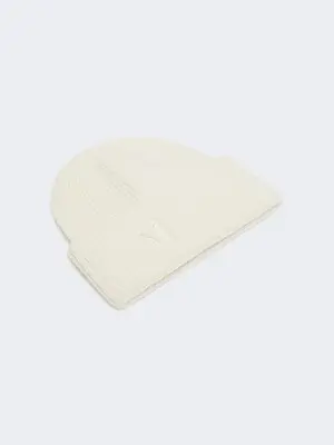 Max Mara Ribbed Beanie With Embroidered Logo - White