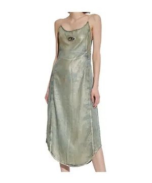 DIESEL® De-vera-s Logo-detail Midi Dress - Gray
