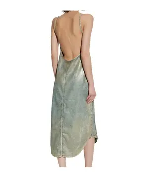 DIESEL® De-vera-s Logo-detail Midi Dress - Gray