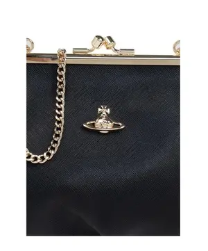 VIVIENNE WESTWOOD Logo Plaque Chained Tote Bag - Black