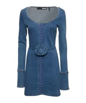 ROTATE BY BIRGER CHRISTENSEN Rose Applique Stretch Denim Mini Dress