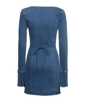 ROTATE BY BIRGER CHRISTENSEN Rose Applique Stretch Denim Mini Dress