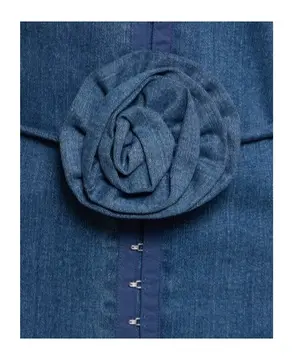 ROTATE BY BIRGER CHRISTENSEN Rose Applique Stretch Denim Mini Dress