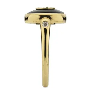 Gucci Interlocking G Ring With Diamond Accents - Black