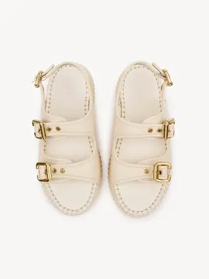 Chloé Nama Wedge Sandals With Adjustable Buckle - Eggshell