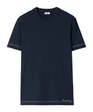 Burberry Contrast-stitching Cotton T-shirt - Black