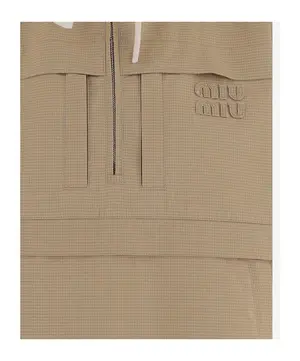 Miu Miu Ripstop Blouson Anorak Jacket With Drawstring Hood