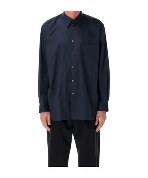 Comme Des Garçons Curved Hem Buttoned Shirt - Navy