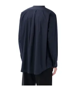 Comme Des Garçons Curved Hem Buttoned Shirt - Navy
