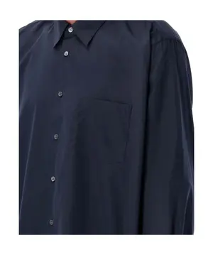 Comme Des Garçons Curved Hem Buttoned Shirt - Navy