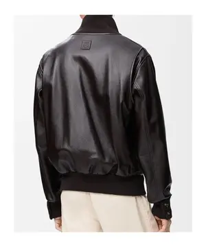 Loewe High-neck Grained Nappa Lambskin Leather Jacket - Dark Brown
