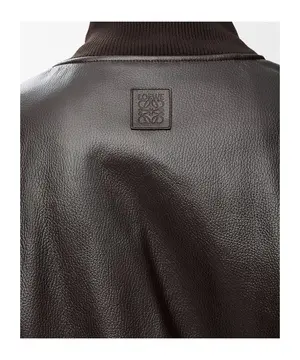 Loewe High-neck Grained Nappa Lambskin Leather Jacket - Dark Brown