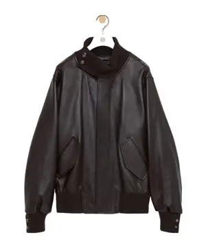Loewe High-neck Grained Nappa Lambskin Leather Jacket