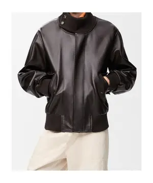 Loewe High-neck Grained Nappa Lambskin Leather Jacket