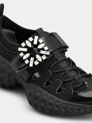 ROGER VIVIER Viv' Run Light Sneakers With Crystal Buckle