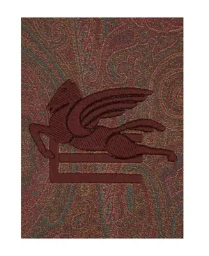 Etro Logo Embroidered Paisley Printed Zipped Pouch - Red