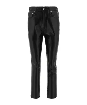 Women's Leather Blend Barrel Leg Pants