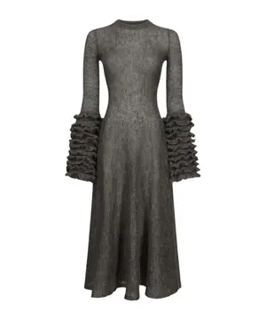 Alaïa Frilled Mohair Knit Midi Dress