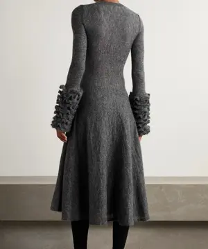 Alaïa Frilled Mohair Knit Midi Dress