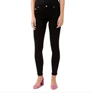 Versace Logo Embellished Denim Pants - Black