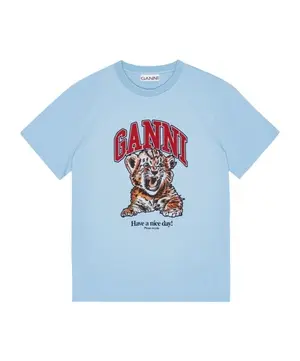 GANNI Graphic Animal Print T-shirt - Blue