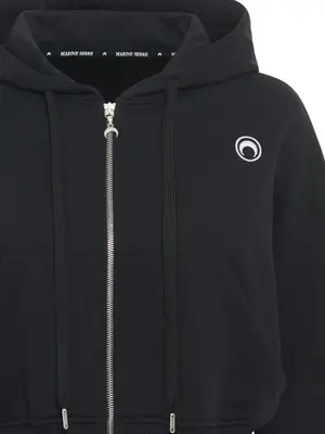 MARINE SERRE Logo Detailed Zip-up Hoodie