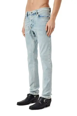 DIESEL® Slim Straight-leg Jeans In Light Wash Stretch Denim - Blue