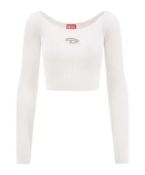 DIESEL® Ribbed Knit Off-the-shoulder Cropped Top