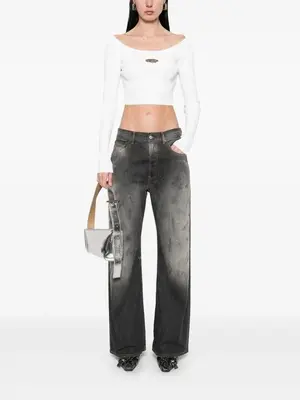 DIESEL® Ribbed Knit Off-the-shoulder Cropped Top