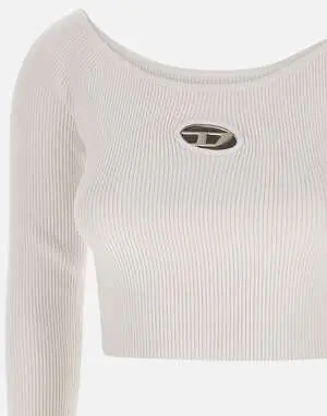 DIESEL® Ribbed Knit Off-the-shoulder Cropped Top