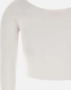 DIESEL® Ribbed Knit Off-the-shoulder Cropped Top