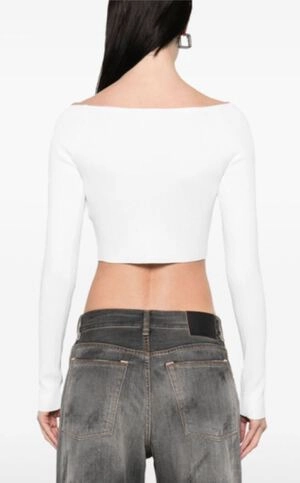 DIESEL® Ribbed Knit Off-the-shoulder Cropped Top