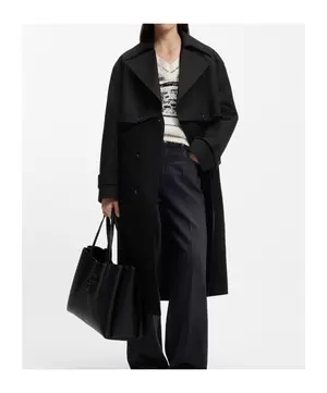 Hugo Boss Belted Trench Coat In Stretch Cotton