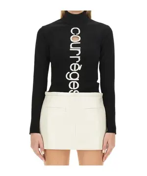 COURREGES Logo Intarsia High Neck Jumper