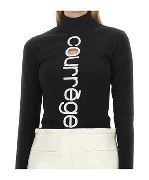 COURREGES Logo Intarsia High Neck Jumper