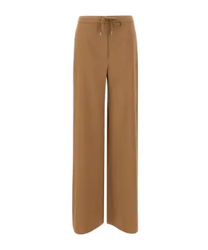 Max Mara Wide Leg Trousers With Drawstring Waist - Brown
