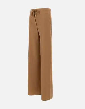 Max Mara Wide Leg Trousers With Drawstring Waist - Brown