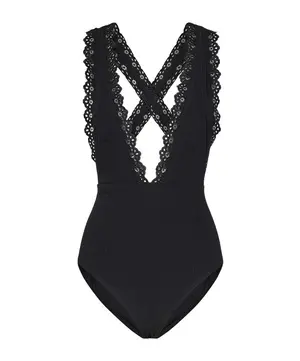 Ulla Johnson Ophelia One-piece Swimsuit With Madeira Embroidery - Black