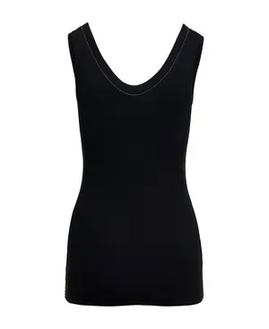 Brunello Cucinelli Embellished U-neck Tank Top - Black