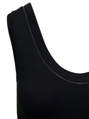 Brunello Cucinelli Embellished U-neck Tank Top - Black