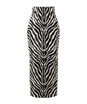 Khaite Loxley Zebra-print Calfskin Midi Skirt - Black