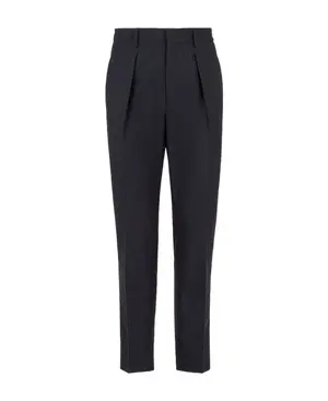 Fendi Straight-leg Tailored Pants With Ff Stripes Jacquard - Blue