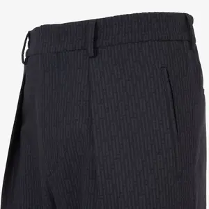 Fendi Straight-leg Tailored Pants With Ff Stripes Jacquard - Blue