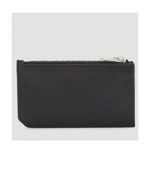 Saint Laurent Logo Detailed Zip-up Cardholder - Black