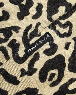 Emporio Armani V-neck Leopard Print Sweater With Pocket Detail