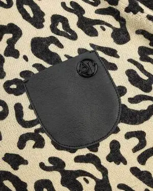 Emporio Armani V-neck Leopard Print Sweater With Pocket Detail