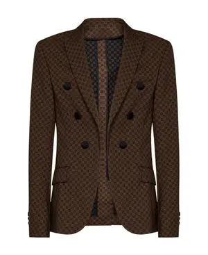 Balmain Monogram-jacquard Double-breasted Blazer