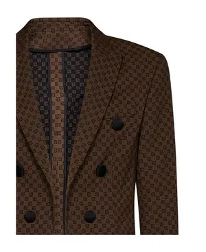 Balmain Monogram-jacquard Double-breasted Blazer