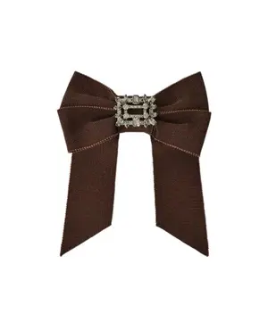 ROGER VIVIER Broche Vivier Grosgrain Hair Clip With Crystal Buckle - Brown