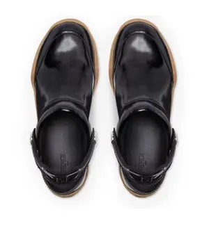 Fendi Leather Slip-on Clogs With Ff Detail